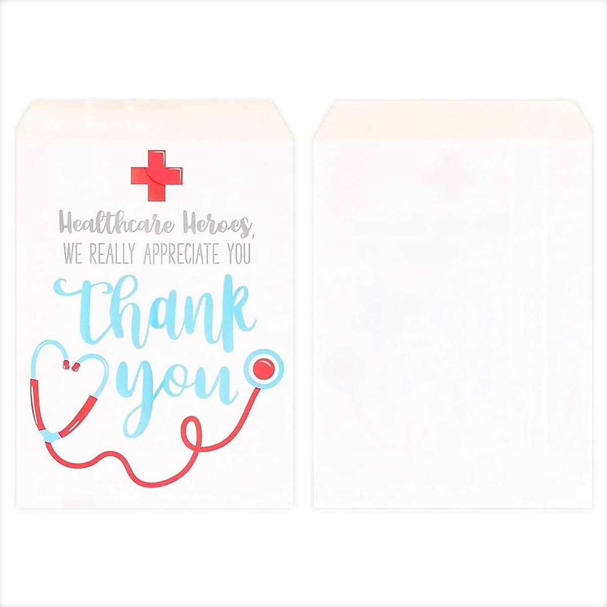 Sparkle and Bash Thank You Goodie Bags, Nurse Appreciation Gifts (5 x 7.5 in, 100 Pack)