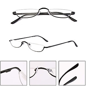 DABYDA Half Reading Glasses，Metal Frame Readers for Women Men with Pouch (2 Pairs 1.5)