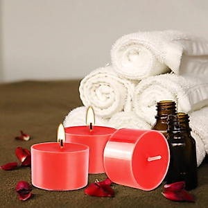 Clear Cup Tea Light Candles - Red - Box of 50 - Apple Scented Tealight Candles - Long Burning Time of 8 Hours - Great for All Events