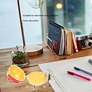 Zerodis Trinket Box, Trinket Box Hinged Hand Painted Red Colored Enamel Crystal Hand Painted Rings Earrings Jewelry Storage Box Ornament