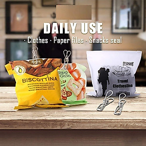 Mdeper Clothes Pegs Stainless Steel Durable Clothes Pins Multi-Purpose Metal Wire Utility Clips for Laundry Home Kitchen Outdoor Travel Office (40 Pack)