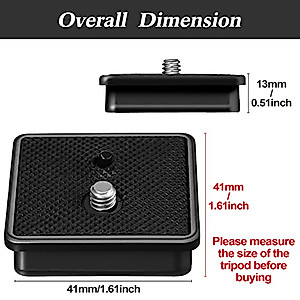 2 Pieces 41 mm QR Release Plate Camera Tripod Ball Head Quick Release Plate Replacement Compatible with Ambico V-0552 V-0554, Sunpak 7500 Pro 7500tm 7575, Kalimar Pro-tech V-40
