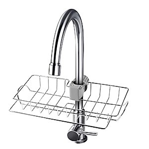 Faucet Rack Over Faucet Sponge Holder Faucet Caddy Faucet Sponge Holder Stainless Steel Sponge Holder for Soap, Scrubber, Towel etc