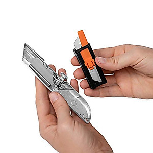 Internet's Best Classic Utility Knife - Set of 20 - Retractable Razor Knife Set - Extra Blade Refills - Box Cutter Locking Razor Knife - Full Metal Body - Silver