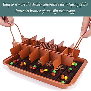 Brownie Pan with Dividers Baking Tray All Edges-Only - Bite Size Baking Steel Corner Brownies Pan with Cutter, Makes 18 Pre-cut Brownies Perfect All at Once