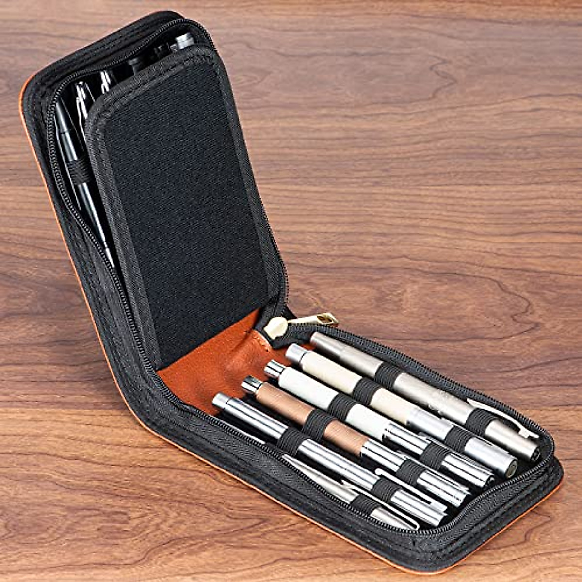 Lanxivi Fountain Pen Roller Pen Pu Leather Case for 12 Pens (Coffee)