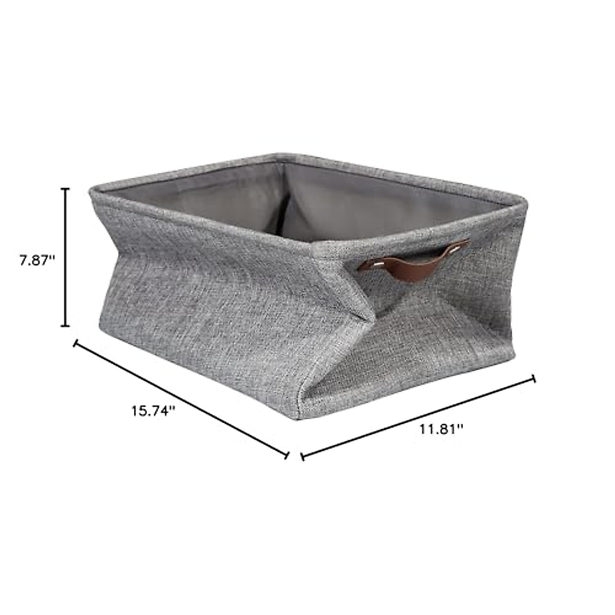 QURTS Large Storage Bins(15.74 x 11.81 7.87 inches), Foldable Fabric Baskets with Handles for Cupboards, Wardrobe, Shelves, Bathroom, Clothes, Toys, Towel (Grey, 3 Pack) Gray 15.6 11.7 7.8 inches