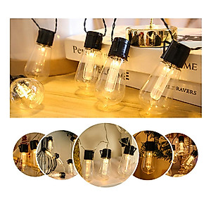 Edearkar LED Outdoor Camping Light Bulb 8.2 Feet 10 Lights Warm White Battery Powered Retro Bulb Light String Christmas Courtyard Holiday Decoration Lights, Pack of 1