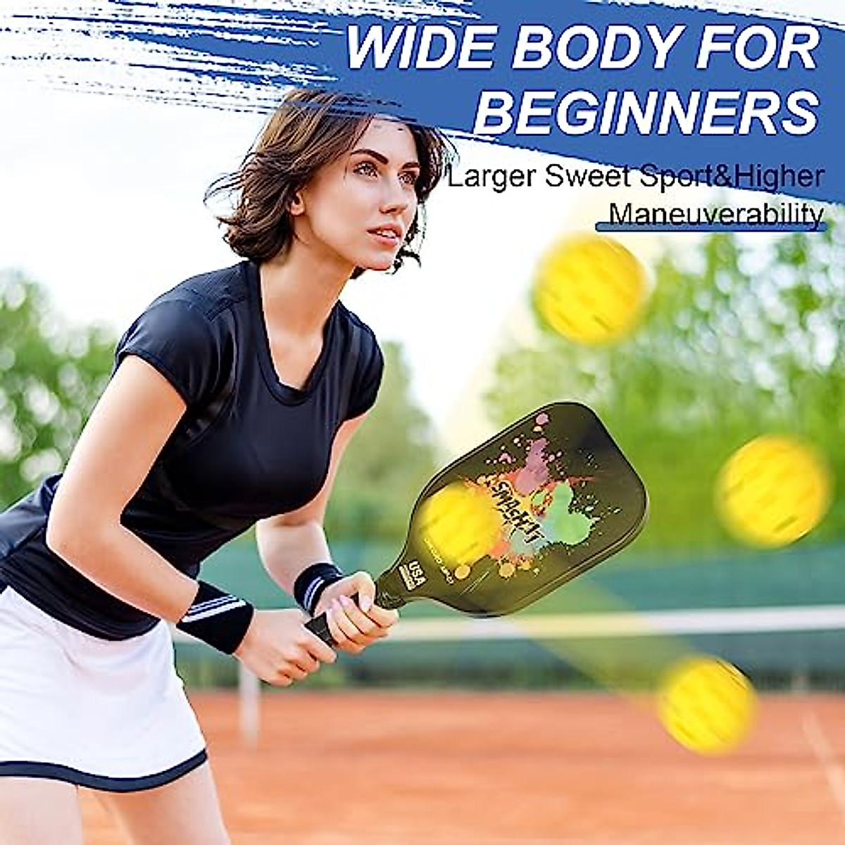 Dikoro Pickleball Paddles, USAPA Approved Fiberglass Pickleball Set with Pickleball Rackets, 4 Indoor Outdoor Pickleball Balls, Portable Pickleball Bag, Families Paddle Accessories for Men and Women