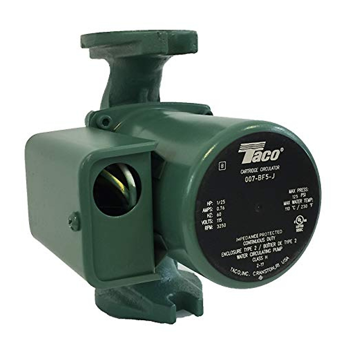 Taco 007 BF5-J Circulating Pump with Bronze Cartridge for longer life then standard 007-F5