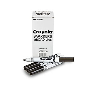 Crayola Broad Line Markers - Black (12ct), Markers for Kids, Bulk School Supplies for Teachers, Nontoxic, Marker Refill with Reusable Box