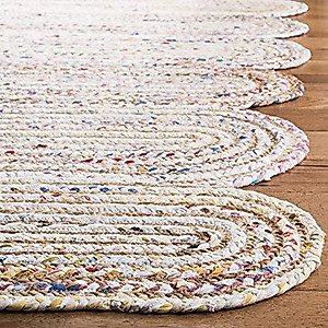 SAFAVIEH Cape Cod Collection Accent Rug - 4' x 6', Ivory & Multi, Handmade Braided Jute & Cotton, Ideal for High Traffic Areas in Entryway, Living Room, Bedroom (CAP208A)