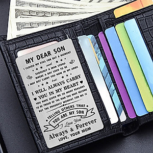 LGQDYMZ Son Birthday Card Gifts from Mom - Son Birthday Card Gifts - Son Fathers Day Engraved Wallet Card Gifts for Birthday Wedding Anniversary