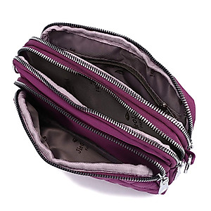 Collsants Small Nylon Crossbody Purse for Women Small Handbags Mini Nylon Travel Shoulder Bag Multi Zipper Pockets