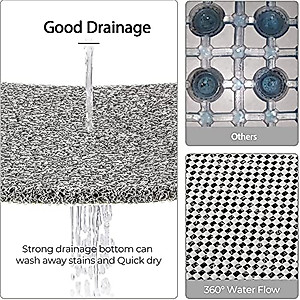 Rzoysia 0.6" Thick No Suction Cups Non Slip Shower Mat, 16"x27.5", Two Colors Design Anti-Dirty Bathtub PVC Loofah Massage Foot Mat for Bathroom, Quick Drying, Anti-Fatigue