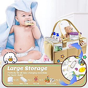 Veoiramc Diaper Caddy Organizer for Baby - Large Diaper Caddy for Baby with Handle, Felt Diaper Organizer Caddy for Change Table, Portable Changing Table Diaper Caddy for Baby Boy, Girl - Brown