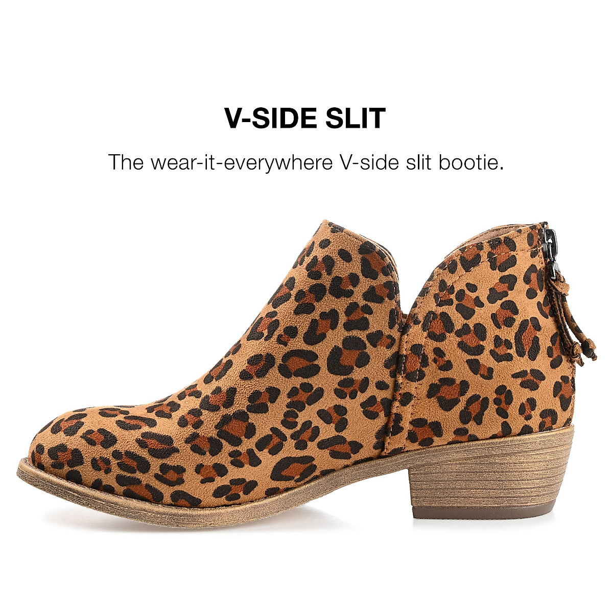 Journee Collection Womens Livvy Wide Width Back Heel Zip Stacked Heel Booties - 8 W - Leopard