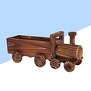 DOITOOL Home Decor Home Decor Plants Pots Succulent Pots Wooden Plant Pot Train Flower Pot Succulent Planter Flower Pots Bonsai Container Decoration Woodsy Decor Plants Pots Car Decor