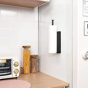 Paper Towel Holders Magnetic Steel Black Towel Roll Holders with Strong Magnetic Backing - Fit for Large Paper Towels-for Kitchen,Refrigerator,Grill,Garage,Shop