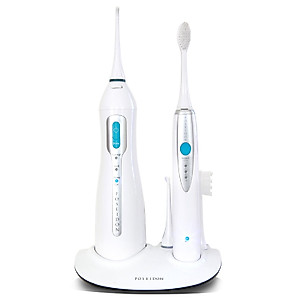 ToiletTree Products Poseidon Irrigator and Toothbrush Combo - Rechargeable Sonic Toothbrush and Oral Irrigator to Support Oral Health and Fight Bad Breath - Comes with Extra Tips for Multiple Users