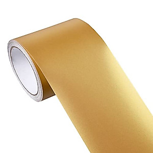 Yija 5M Frosted Gold Self Adhesive 3D Peel and Stick Waterproof Wall Border Easy to Apply Kitchen Bathroom Tiles Sticker 4 x196.8 inch