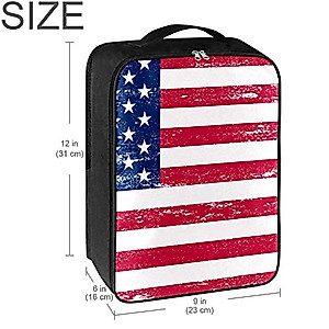 Nanmma Waterproof Shoe Box Bags Pouches Grunge American Flag for Travel Storage Organizer Bag