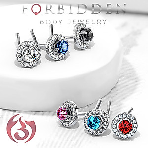 Forbidden Body Jewelry 20g Surgical Steel Fancy Double Tired Big 6mm CZ Halo L Shaped Nose Ring, Clear