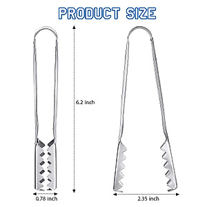 Mimorou 2 Pieces 6.2 inch Stainless Steel Ice Tongs for Ice Bucket Ice Cube Serving Tongs with Teeth for Cocktails Whiskeys Kitchen Food Serving
