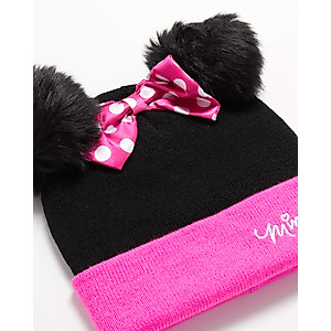 Disney Girls Minnie Mouse Winter Hat and Mitten or Glove Set (Toddler/Little Girls), Size Age 4-7, Minnie Polka Dot Bow Gloves