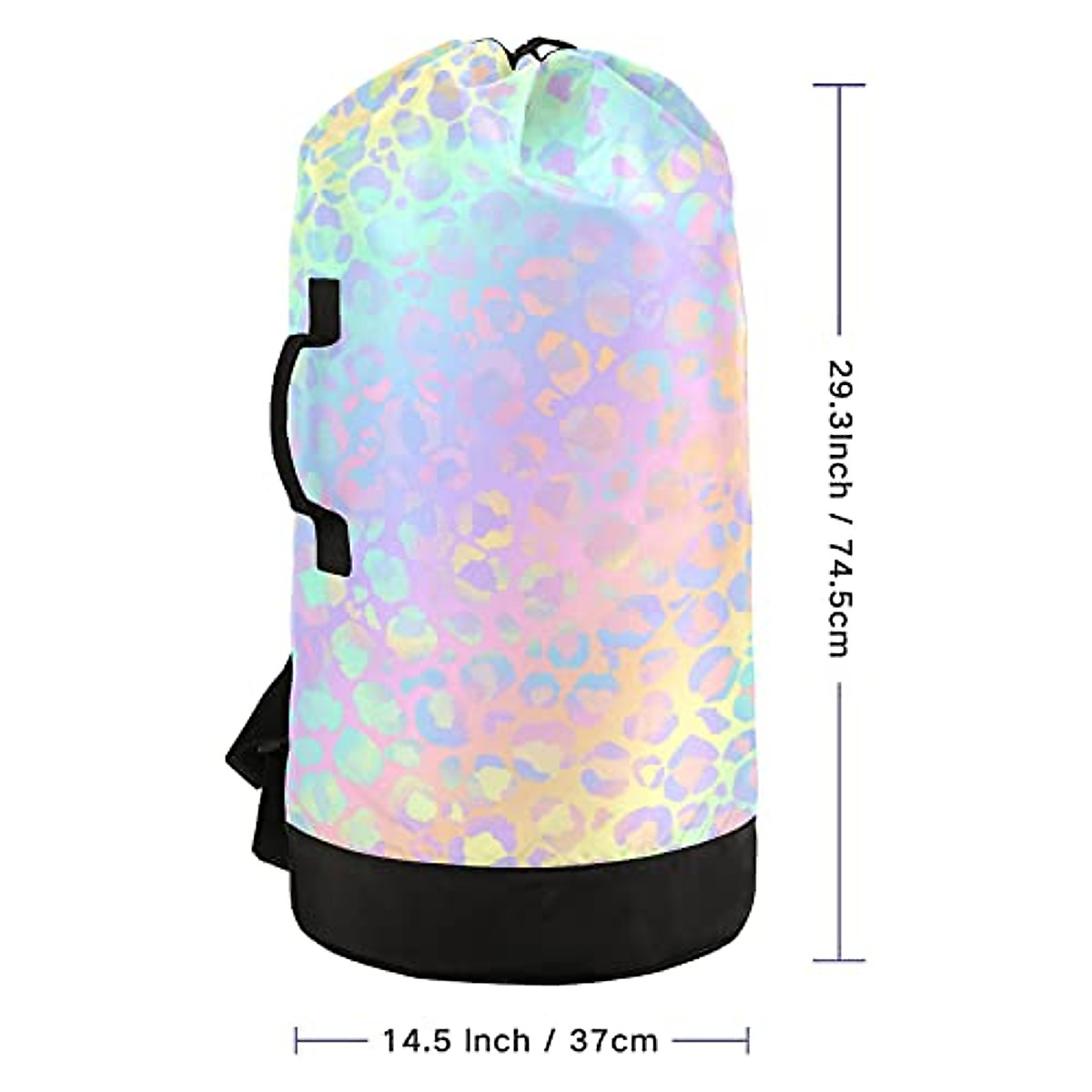 ALAZA Backpack Laundry Bag,Rainbow Leopard Print Cheetah Laundry Backpack Clothes Hamper Bag with Drawstring Closure for College, Travel, Laundromat, Apartment(3be1a)