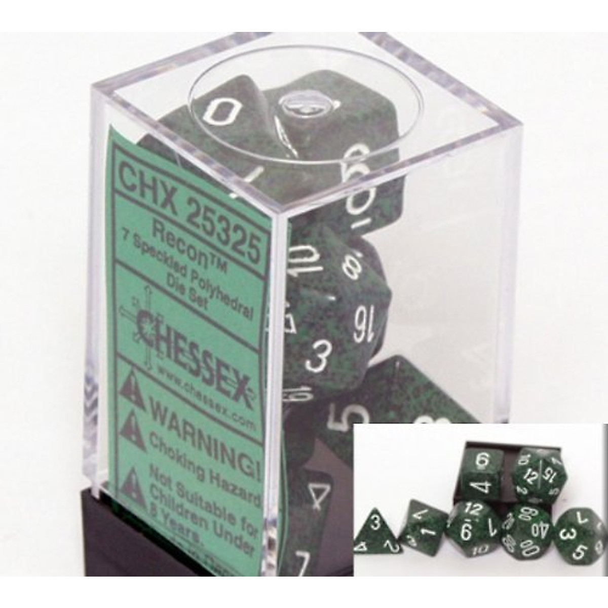 Polyhedral 7-Die Speckled Dice Set - Recon