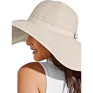 Coolibar UPF 50+ Women's COMPACT in A SNAP!? Shelby Shapeable Poolside Hat - Sun Protective (One Size- Tan Convertible Roll w/Snap)