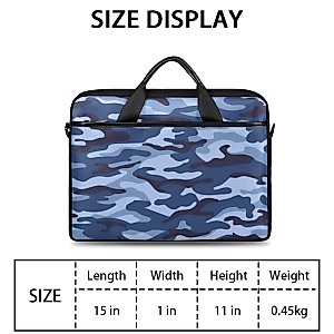 Blue Camouflage Laptop Computer Bag Waterproof Shoulder Messenger Bag 13-15 inch Durable Laptop Tote Bag with Shoulder Strap Handle Lightweight Crossbody Briefcase