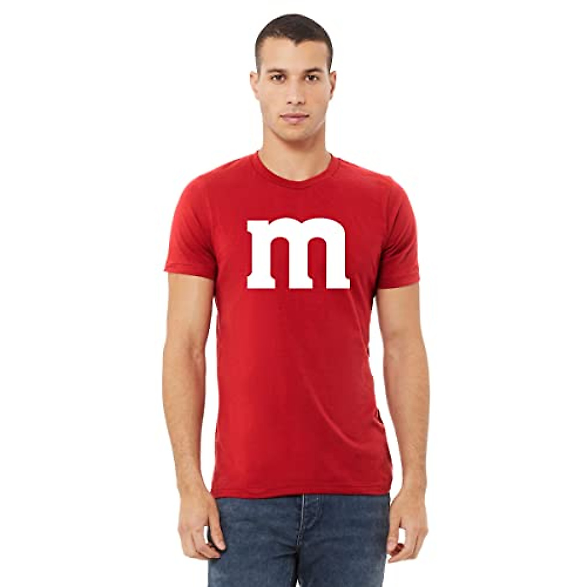 M Halloween Team Costume Funny Party Men's T-Shirt, L, Red