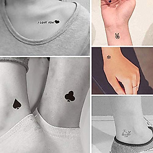 Everjoy 180+ Tiny Cute Patterns Temporary Tattoos - 30 Pcs, Waterproof Words, Lines, Flowers, Artworks, Figures, Hearts, Patterns for Kids, Adults, Women and Men