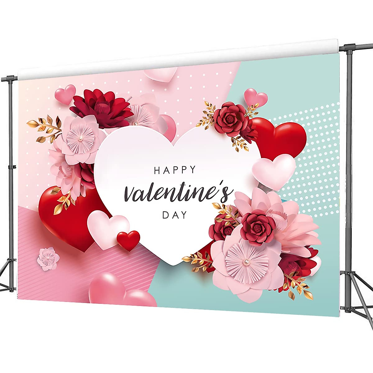 CHAIYA 7X5ft Valentine's Day Photography Backdrop Flower Love Heart Background Wedding Bridal Shower Party Decor Banner Valentine's Day Party Decoration CY-198