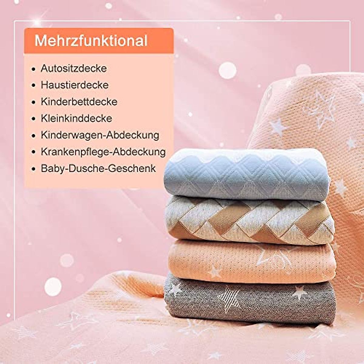 Organic Cotton Toddler Blanket, Breathable and Warm Crib Bed Baby Blanket, Super Soft and Light Weight Quilted Blanket for Boys and Girls, 39x47 Inches, Grey Starry