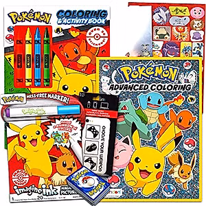 Pokemon Coloring Books for Kids Ages 4-8 - Bundle with 3 Pokemon Coloring and Activity Books with Games, Puzzles, and More Plus Sketch Pad with Stickers and Pokemon Cards | Pokemon Gifts for Boys