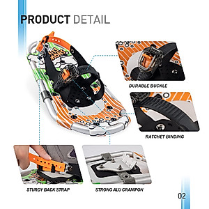 G2 16 Inch Kids Snowshoes Set with Trekking Poles, Snow Baskets, Storage Bag, Fast Ratchet Binding Design, for Child Youth Boys and Girls, Green