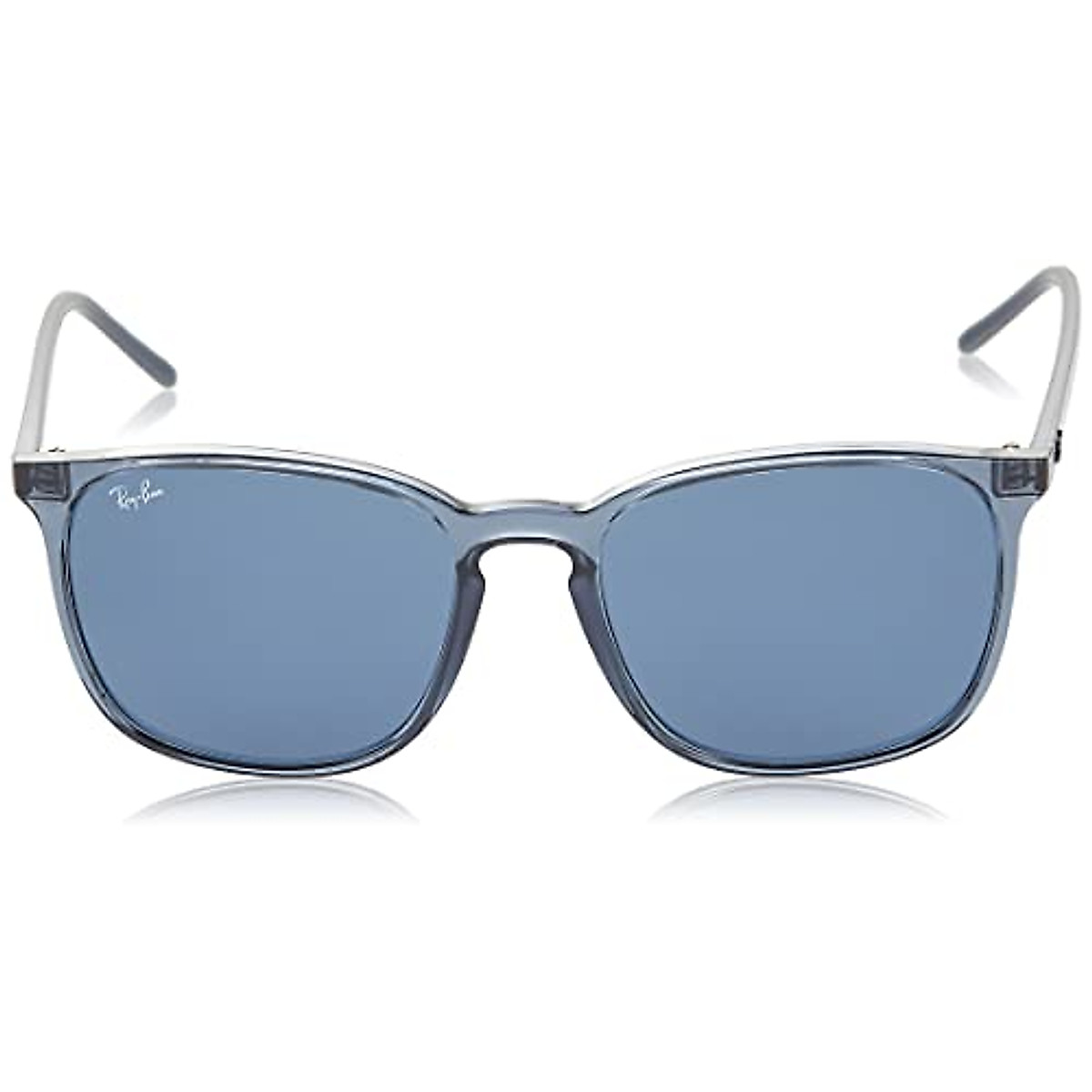 Ray-Ban RB4387 Square Sunglasses, Transparent Blue/Dark Blue, 56 mm