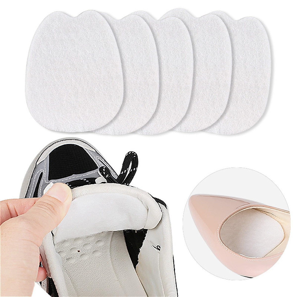 3 Pairs Self-Adhesive Shoe Inserts Tongue Pads Cushion for Shoes Adhesive Tongue Pads for Shoes Tongue Pads Non Slip Tongue Cushion Inserts Shoe Pads for Men and Women (White, One Size)