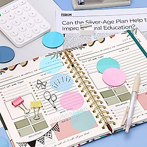 EOOUT Round Sticky Notes, 6 Pack, 300 Sheets, School Supplies, 1.75 Inches, Morandi, Cute Round, Clear Pads Waterproof Tabs, Page Markers