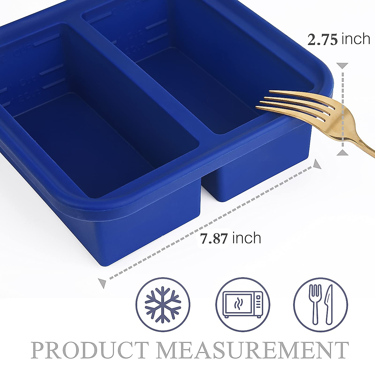 Kinggrand Kitchen 2 Cup Silicone Freezer Trays with Lid 2 Pack Silicone Soup Freezer Molds Make 4 Perfect 2 Cup Portions - Easy Release Soup Freezer Containers for Food Soup, Broth, Stew or Sauce