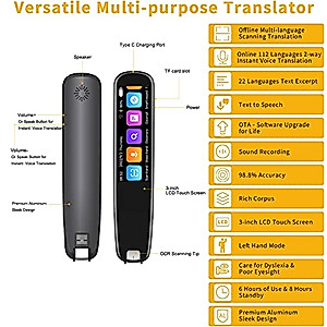 Upgraded Translation Scanning Pen, Mobile Scanner Translator, Reading Pen, 112 Language Translating Device, OCR Digital for Language Learners Business Travel…