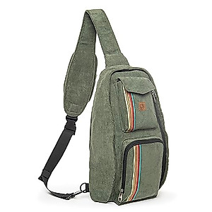 Ocean Pacific Crossbody Sling Bag for Travel, Sports, Beach, Hiking, Work, Casual Daypack for Men Women (Olive)