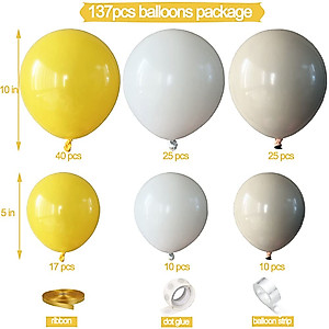 Yelloow Balloon Arch Garland Kit Lemon For Baby Shower Birthday Party Decprations 137pcs Double-Stuffed Layer Bee Brown Gray White
