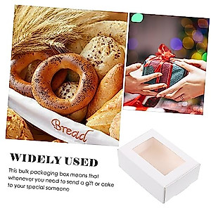NUOBESTY 50pcs Packaging Boxes Mini Cake Containers Clear Bread Box Soap Container Treat Box Compact Paper Box for Cookie Small Cake Boxes Packing Box Storage Box Carton Airplane Box White