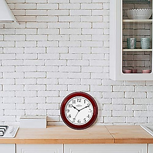 PresenTime & Co Chic Home Collection 10" Molly Clock, Silent No Ticking, Red Color