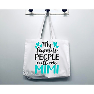 COCOVICI Mimi Tote Bag | My Favorite People Call Me Mimi | Grandma Gifts | Mimi Gifts | Mimi Christmas Gift | Christmas Gift from Grandkids (My Favorite People Call Me Mimi Turquoise/Black Font)