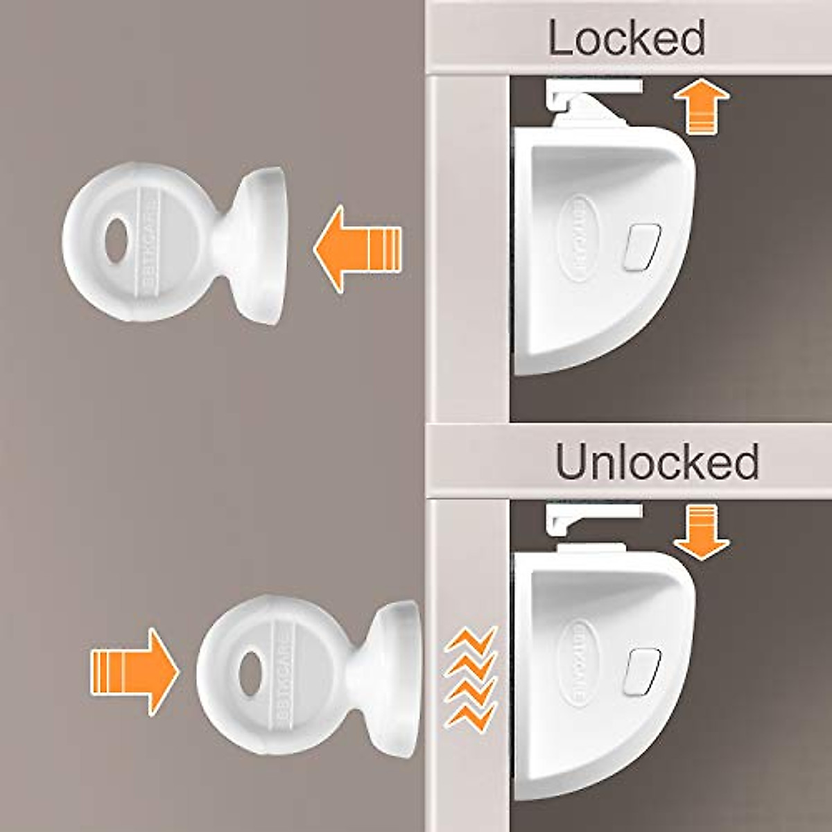 BBTKCARE Cabinet Locks for Babies | Adhesive Magnetic Baby Locks | Baby Proofing | Set of 4 Locks and 1 Keys